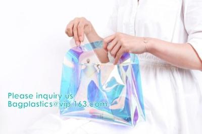 China Glitter Custom PVC Laser Clear Holographic TPU Cosmetic Makeup Bag,Hologram Holographic handle Zip Cosmetic Makeup Bag for sale