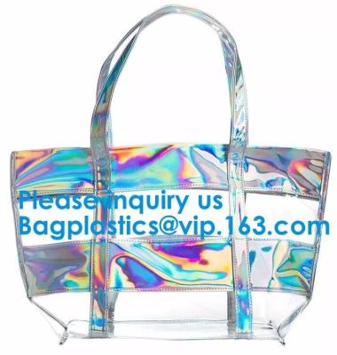 China Holographic Women Fashion Hologram Laser Drawstring Backpack School Sport Gym Tote Bag,Cosmetic Bag Travel Storage Zippe for sale