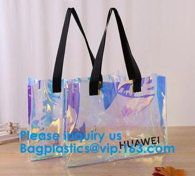 China Women Summer Beach Bag Vinyl PVC Transparent Small Tote Handbags Shopping Shoulder Bags for sale