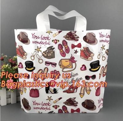 China custom design biodegradable soft loop handle plastic bag,Fashion colored soft loop bag die cut bag for clothes, shopping for sale