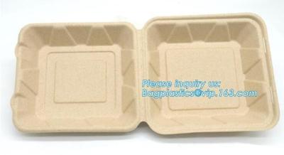 China Compartment hinged container sugarcane bassage pulp food serving box 750ml bassage take out container bagplastics packa for sale