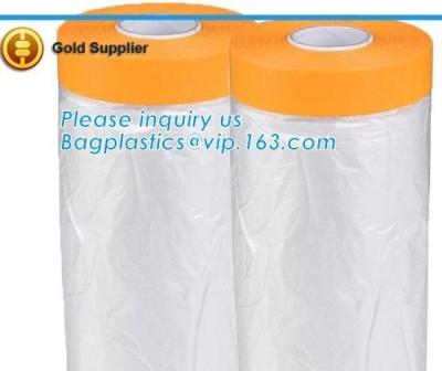 China PE protect cover self adhesive mask film taped on one side Plastic cover sheet drop cloth for furniture, masking films for sale