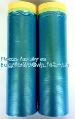 PE taped plastic drop masking film for car painting, Plastic film/pre-taped masking taped protective plastic film, BAGEA