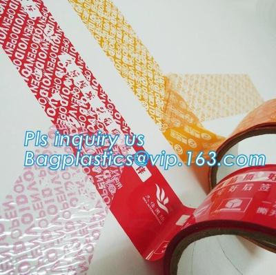 China Tamper Evident Security Void Packaging Tape 48mm x 100m,tamper evident security VOID OPEN masking tape bagease bagplasti for sale