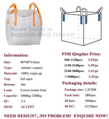 China Virgin Polypropylene PP Woven Big Bulk Bag Jumbo Bag FIBC For Packing Sand 1 Ton 1.5 Ton 2 Ton Made In, bagease, pack for sale