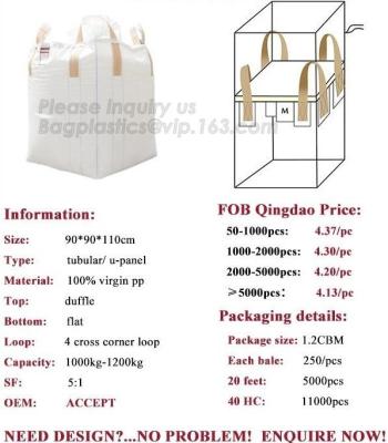 China Virgin Polypropylene PP Woven Big Bulk Bag Jumbo Bag FIBC For Packing Sand 1 Ton 1.5 Ton 2 Ton Made In, bagease, pack for sale