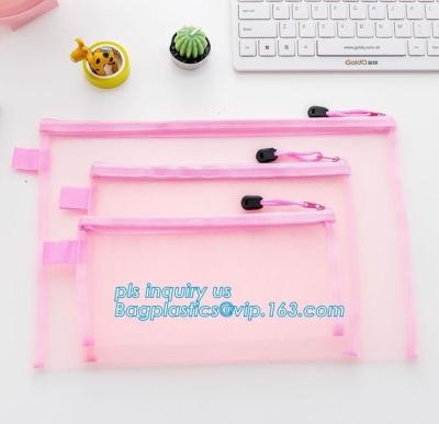 China mesh file bag A4 paper bag dictionery bag for student and office, mesh document bag with zipper for documents and receip for sale