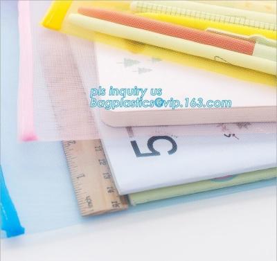 China mesh file bag A4 paper bag dictionery bag for student and office, mesh document bag with zipper for documents and receip for sale