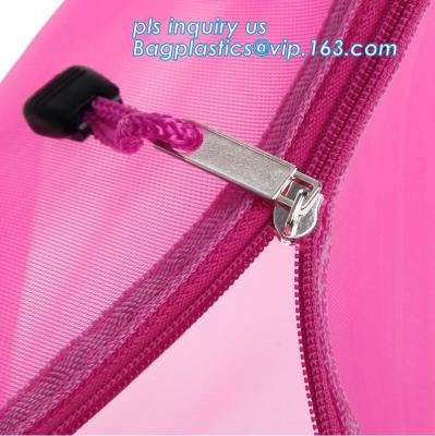 China PVC Netting Ziplock Document Bag with Pocket, A4 Size ladies plastic document bag for student, Netting surface PVC pen f for sale