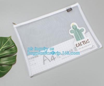 China Fashion Colored Mesh Office Stationery A4 Clear Folder with Zipper, Promotional Customize Logo A4 A5 pvc zipper document for sale