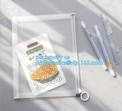 China custom stationery frosted pvc bag with slider, Handy briefcase slider bag / trendy handle sling bag, /zipper slider plas for sale