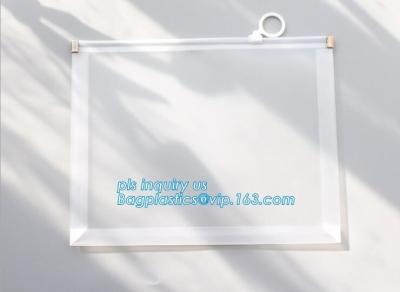 China custom stationery frosted pvc bag with slider, Handy briefcase slider bag / trendy handle sling bag, /zipper slider plas for sale