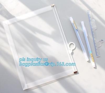 China custom stationery frosted pvc bag with slider, Handy briefcase slider bag / trendy handle sling bag, /zipper slider plas for sale