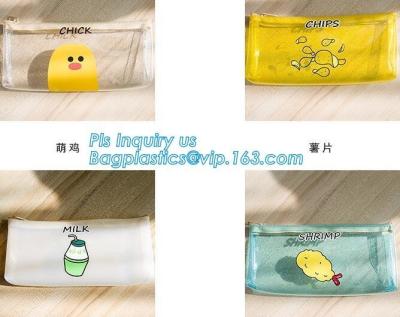 China customize printed pvc vinyl frosted polybag with black color slider zipper ziplock closure, Pouch with black slider zipp for sale