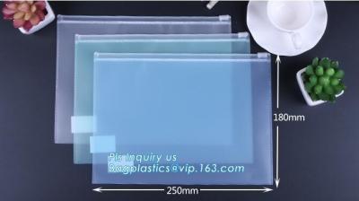 China eva toiletry cosmetic makeup bag, slider zipper plastic bags half clear zip lock bag, frosted swimwear PVC vinyl Bag wit for sale