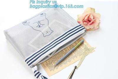 China A3,A4,A5,B4,B5,B6,B8 file folder clear mesh bag printed logo document folder with zipper, Waterproof Tear-resistant Blac for sale