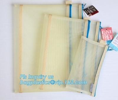 China PVC interlayer zipper document mesh bag, Mesh Zipper Bag For Office & School File Document A4, Zipper mesh document bag for sale