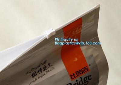 China Slider Zipper Side Gusset plastic Dog Pet Food Packaging Bag, 1kg 4kg 15kg flat bottom aluminum foil slider zipper pedig for sale