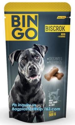 China Stand Up Dog Food Feed Packaging Bag With Tear Off Slider Seal, Top Slider Ziplock Plastic Dog Treats Plastic Packaging for sale
