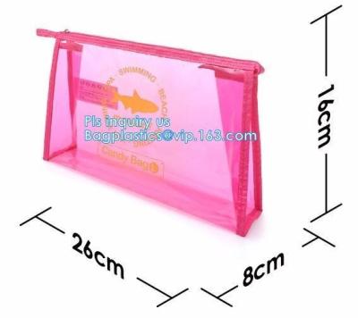 China grip slider bags, Stand Up Cosmetic Pouch with Slider Zipper Closure, PVC HEAT SEALED BAG WITH SLIDER ZIPPER for sale