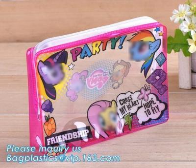 China Durable Vinyl With Carry Handle Train Bag, zipper cosmetic bags with double slider, promotional travel custom pvc small for sale