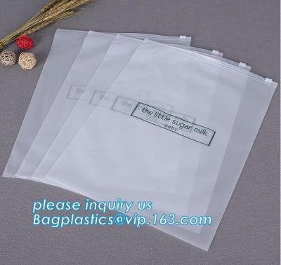 China custom printed transparent bottom gusset slider zipper garment packaging pouch ziplock swimwear clothing bag clear poly for sale