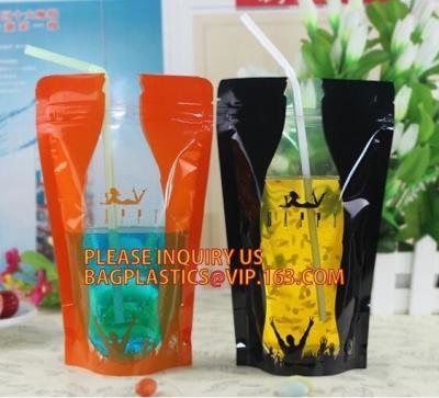 China stand up reclosable drinking pouches cold drink ziplock bag with straw,Beveragereusable Kids Snack Zip Lock Juice Drink for sale