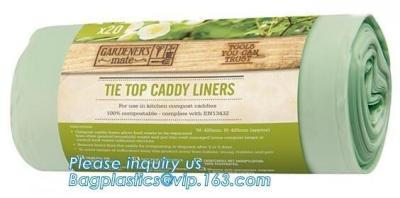 China tie top caddy liners, corn starch plastic bag / compost T-shirt bag / 2.5mil thickness plastic bag, durable bags garbage for sale