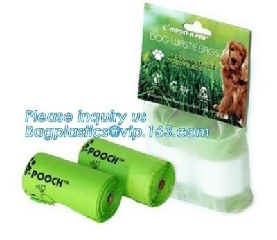 China Eco friendly Dog Waste Pet Poop Bags Refill Rolls with dipenser, bone shape dispenser eco biodegradable dog poop waste for sale