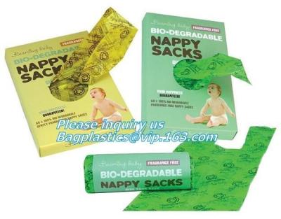 China compostable Scented biodegradable nappy bag, fragrant bin bags, disposable nappy bags with different colors for sale