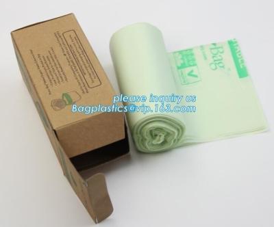 China cornstarch made 100% eco friendly direct manufacturing factory compostable garbage bags on roll with drawstring for sale