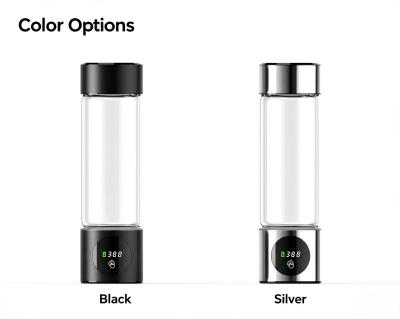 China Hydrogen Water Bottle, SPE PEM Dupont Ion Membrane Hydrogen‑Oxygen Separation, Double‑Layer Glass 325ml Portable Rich Hydrogen Water Generator with Bottom Vent Hole to Remove Ozone & Residual Chlorine for sale