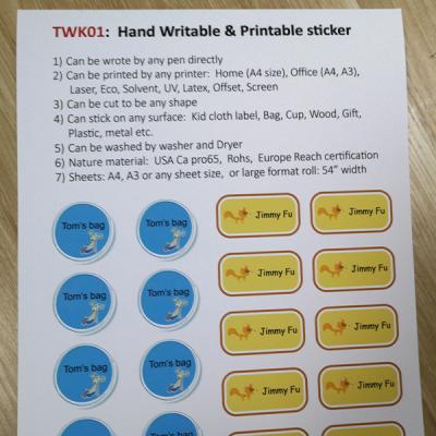 Cina Aqueous Stick On Clothing Labels Permanent Waterproof No Iron in vendita