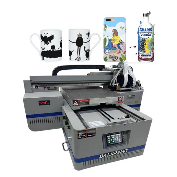 Quality Multifunctional LED UV Flatbed Printer C+W+Varnish Small 4060 A2 Size Uv Dtf for sale
