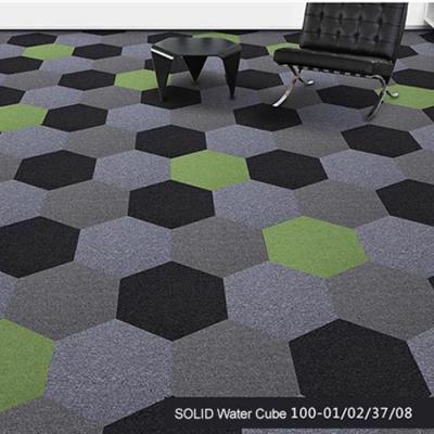 China Kindergarten nylon modern design modular hexagon carpet colorful for sale