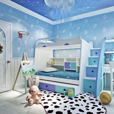 China 3D printing eco-friendly nonwoven blue boy bedroom wallpaper kids room for sale