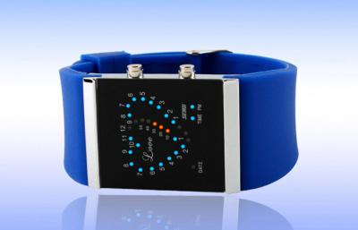 China Girls LED Digital Wrist Watch , Blue Silicone Strap Electronic Watches for sale