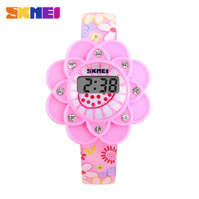 China SKMEI Pink Color Sunflowers LCD Digital Wathces For Kids for sale