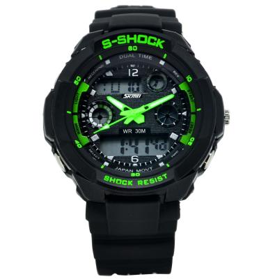 China Multi Functional LCD EL Backlight Watch Dual Time Plastic Analog Digital Watch for sale