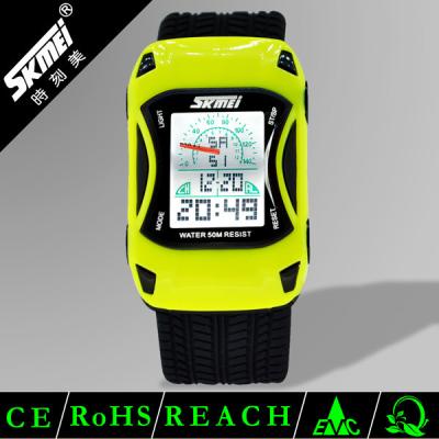 China Popular LCD Digital Watches Car Sharped Sport Carton For Funny Kids for sale