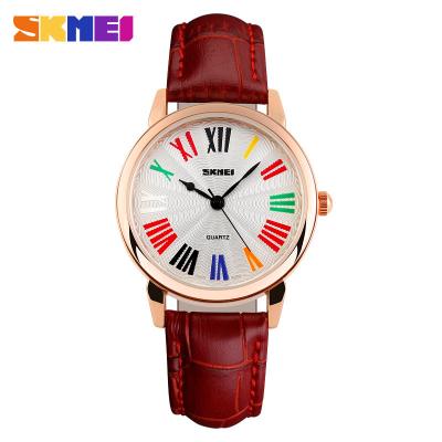 China Red Genuine Leather Strap Womens Quartz Watches Urban Trend Waterproof for sale