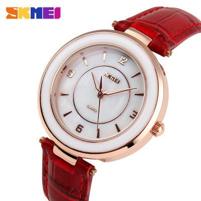 China Orange 3ATM Waterproof Womens Quartz Watches Japan Movement Leather Strap for sale