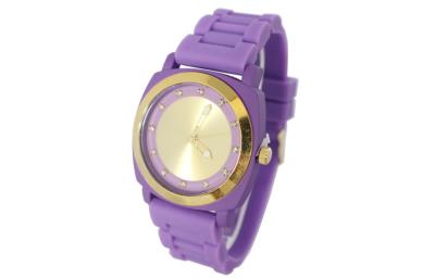 China Purple Silicone Womens Quartz Watches Fashion Analog Display Watch for sale