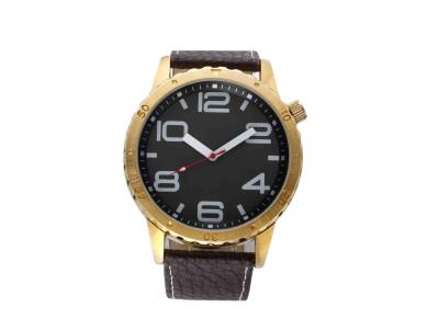 China Golden Business Men Analog Quartz Watch Japan Movt  , Leather Strap Wristwatch for sale
