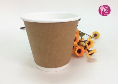 China 90mm Disposable Double Wall Paper Cups With Coffee / Kraft Paper for sale