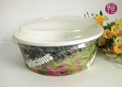 China OEM / ODM Paper Salad Bowls Custom Flower Design With PET Lid for sale