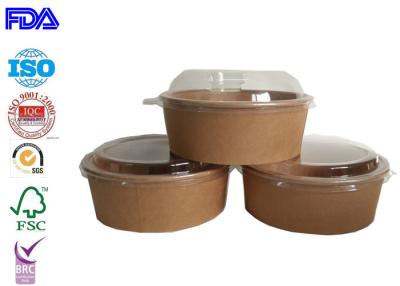China Brown Virgin Paper Soup Containers , Paper Serving Bowls With Plastic Lids for sale