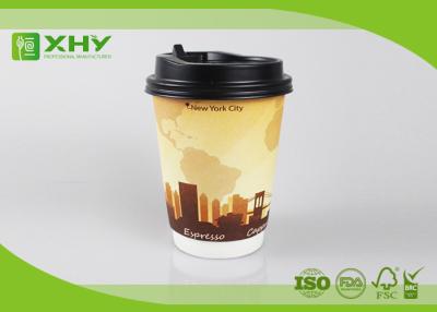 China 12oz 400ml FDA Certificated Eco-friendly Double Wall Paper Cups with Lids for sale