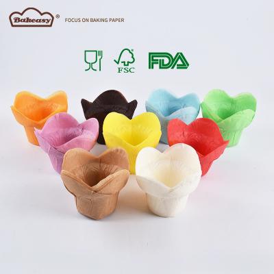 China Lotus Style Baking Cups High-Temperature Resistant Paper Liners FDA & FSC Certified Baking Paper Colorful Lotus Baking Cups for sale
