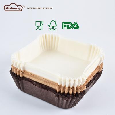 China Food Grade Greaseproof Square Loaf Tin Liner Disposable Muffin Cake Paper Liners for sale